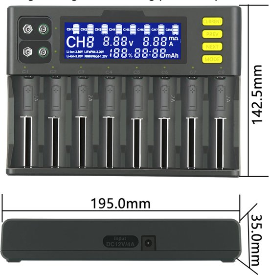 Amerce Oplader Oplaadbare Batterijen - 8 Stuks Oplader - Li-ion 3.7V ...