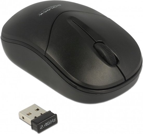 DeLOCK draadloze USB-A mini muis met 3 knoppen - 1000 DPI / zwart | bol