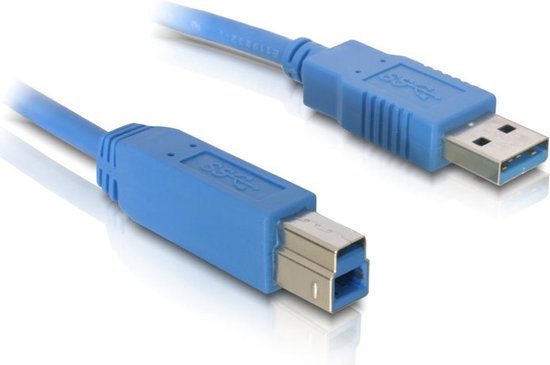 USB-A naar USB-B kabel - USB3.0 - tot 2A / blauw - 1 meter | bol.com