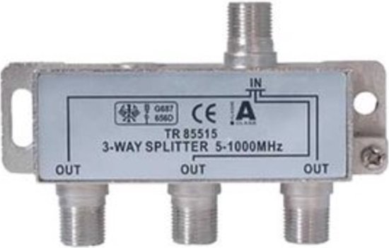 F splitter met 3 uitgangen / 5-1000 MHz | bol