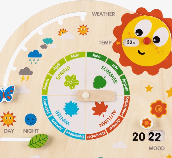 Navaris houten leerkalender voor kinderen - Leer de weekdagen, maanden ...