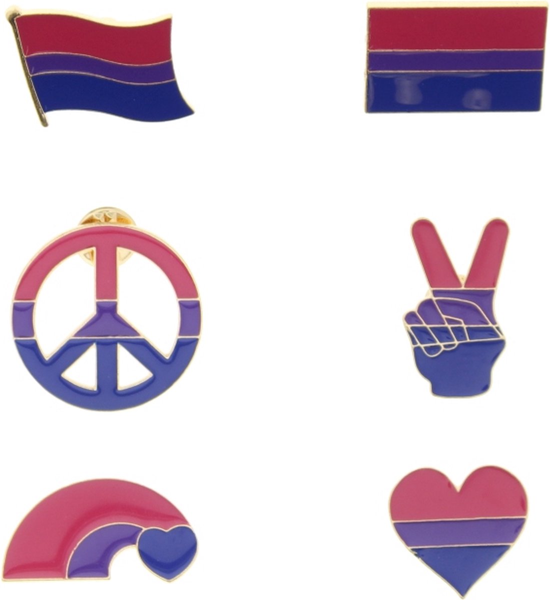 Zac's Alter Ego Pin Set of 6 Heavy Metal Bisexual Equality Multicolours ...