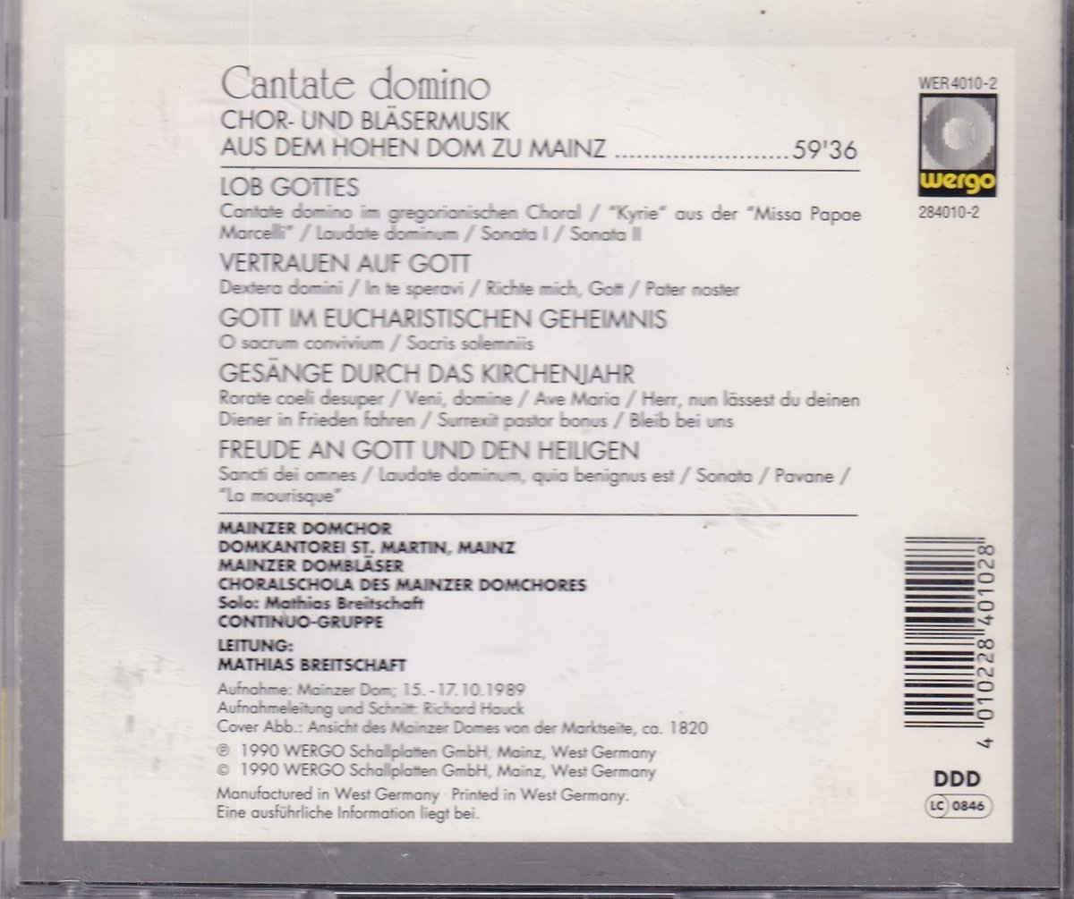 Cantate Domino - Mainzer Domchor o.l.v. Mathias Breitschaft vanuit de hoge Domkerk te... | bol.com
