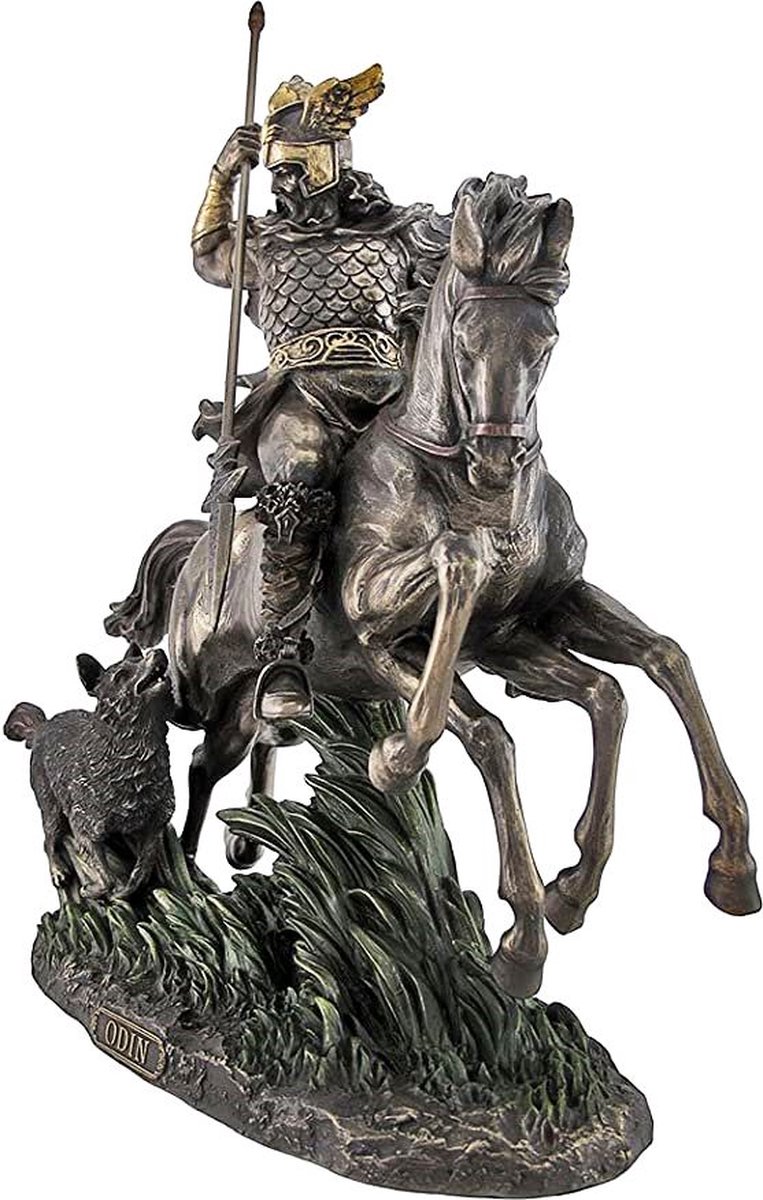 Odin rijdt op Sleipnir, gevolgd door een wolf gebronsd beeld - Veronese ...
