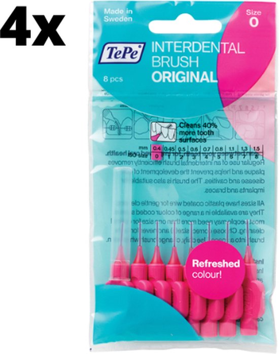 TePe Ragers Roze 0,4mm - 4 x 8 stuks - Voordeelverpakking | bol