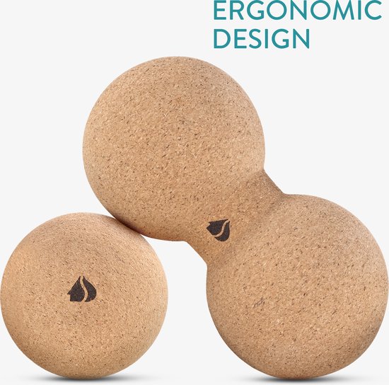 Navaris 2-delige kurken massageset - Bevat pindabal en massagebal ...