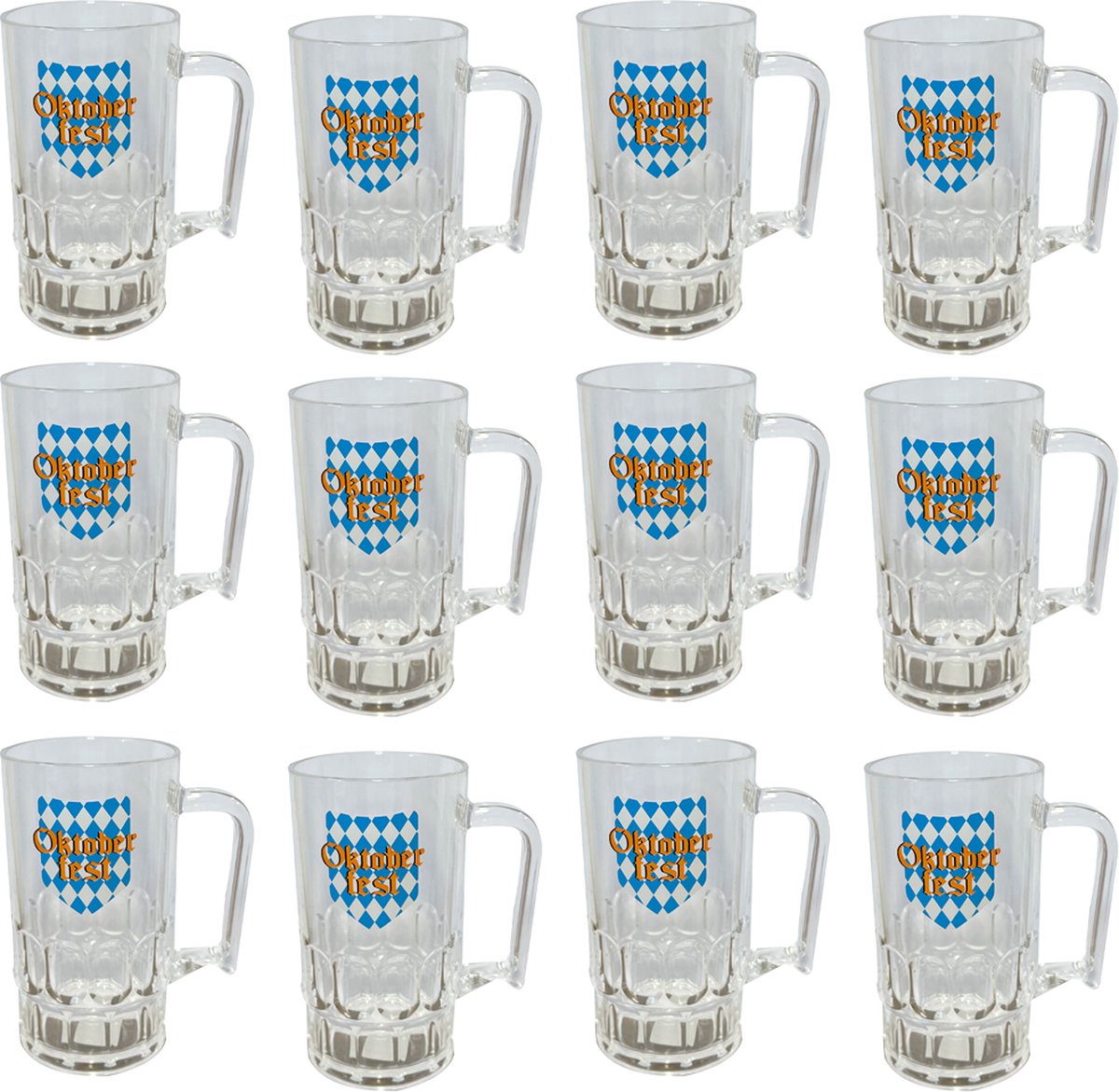 Oktoberfest bierpul met logo - bierpul plastic - bierpullen - 35cl - 12 stuks | bol.com
