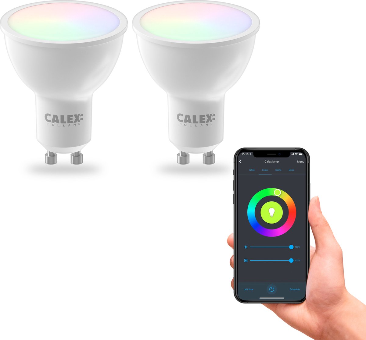Calex Slimme Lamp - Set van 2 stuks - Wifi LED Verlichting - GU10 - Smart Lichtbron -... | bol.com