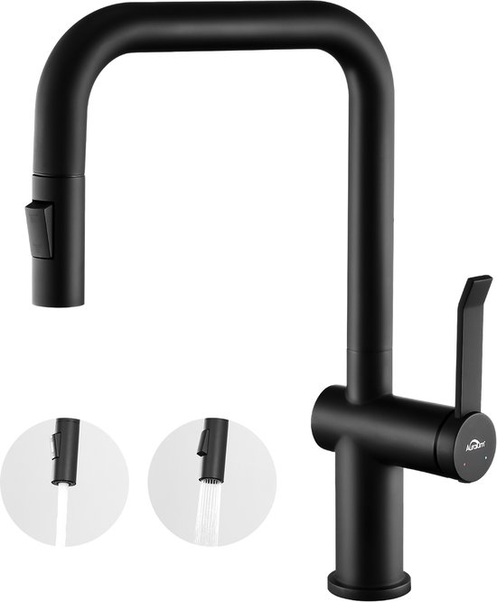 Auralum Max Keukenkraan met Uittrekbare Uitloop - Keukenmengkraan - 2 straalsoorten -... | bol