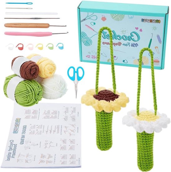 Haakset Daisy Pen Houder met Riem - Beginnerskit met Video Tutorials ...