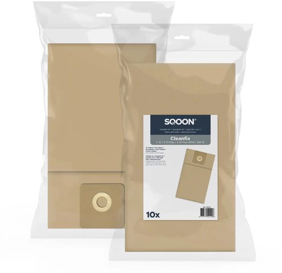 SQOON® Stofzuigerzakken 10x Geschikt voor Cleanfix S10 - Vervangt Model ...