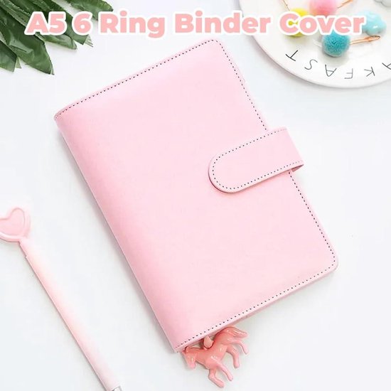 Allecto Plus - Roze Navulbare A5-ringband met Binnenvakken en PU-leer ...