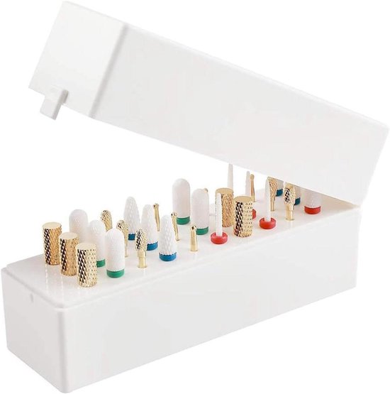 Allecto Plus - Nagelboorhouder met 30 gaten en opbergdoos voor boorbits ...