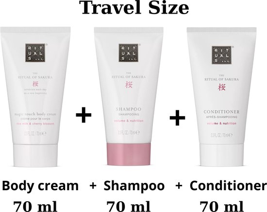 Rituals Sakura - Trial Travel Set - Body Cream 70 ml + Conditioner 70 ml + Shampoo 70 ml | bol