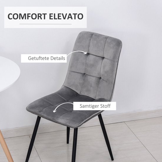 Merax Set van 2 Eetkamerstoelen – Gestoffeerde Keukenstoelen met Hoge Rugleuning en... | bol