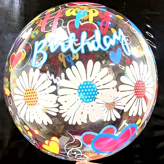 Doorzichtige plastic bal/ballon Happy Birthday Flowers - ballon - bal ...