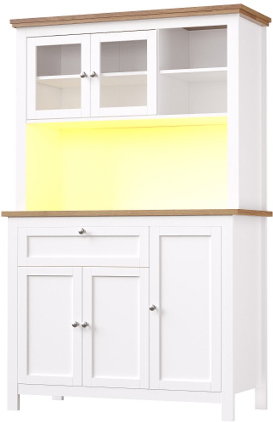 Keukenkast (104×40×180cm), hoog keukenbuffet, vitrinekast, buffetkast ...