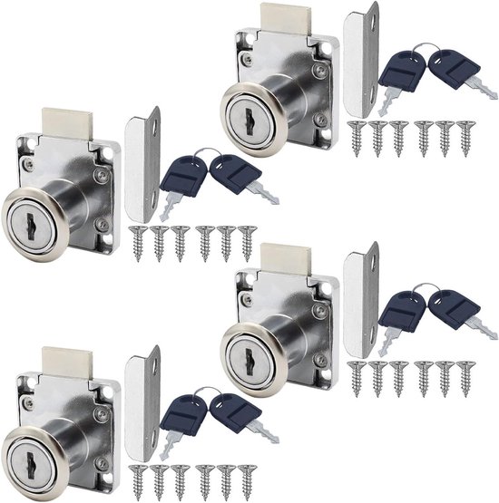 4 stuks kastslot met sleutel 22 mm - meubelslot met nokkenslot van ...