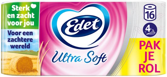Edet Ultra Vierlaags Soft Toiletpapier met Stro - 16 rollen | bol