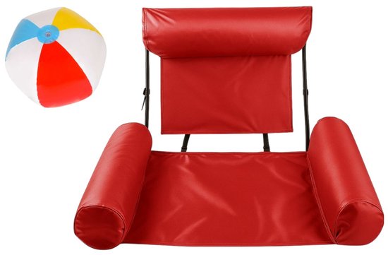 Goodz4All Rode Opblaasbare Drijfstoel + Strandbal Drijvende WaterStoel ...