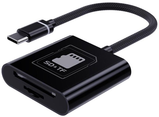 USB-C naar SD + Micro-SD (TF) Geheugenkaartlezer – Compacte ...