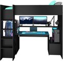 Parisot Gaming hoogslaper LevelUp - Bed met bureau - Zwart - 90x200 cm ...