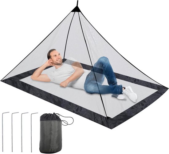 Driehoekig Muggennet 220 x 120 x 100 cm Pop-up Reisnet Zwart - Compact ...
