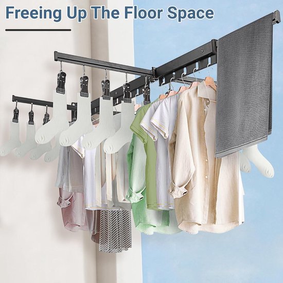 124 cm Wall Mounted Tumble Dryer Extendable Drying Rack - Aluminium ...