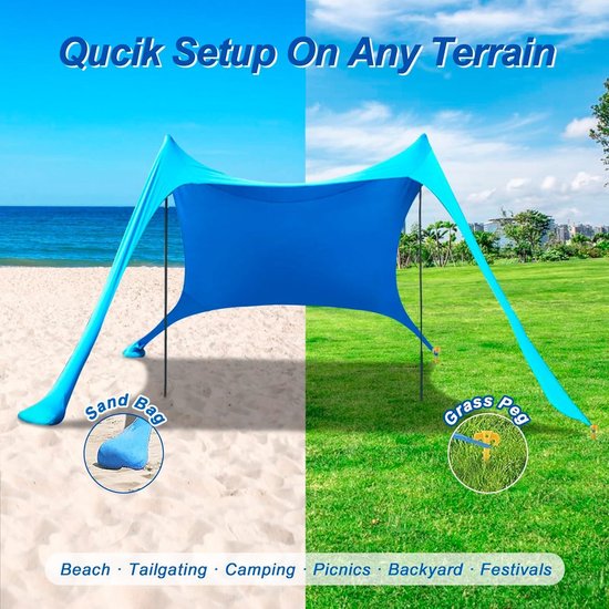 Strandhuisje luifel met uv-bescherming voor strand outdoor activiteiten ...