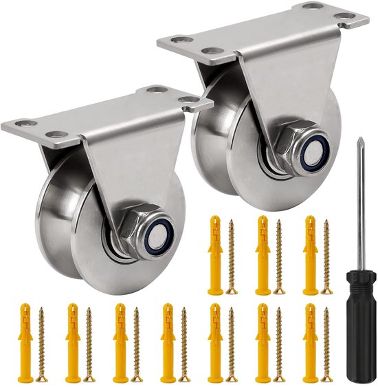 Set van 2 U-wielen kabelrollenset met kogellagers, staalkabels voor ...