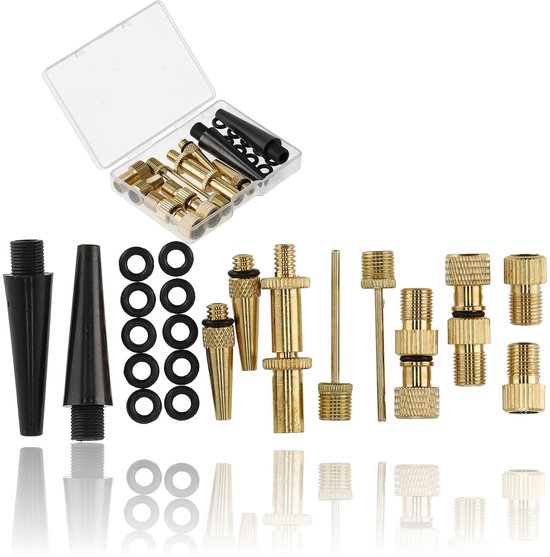 Fietsventiel Adapter Set 19-delig – Verloopnippels voor Fietspomp ...