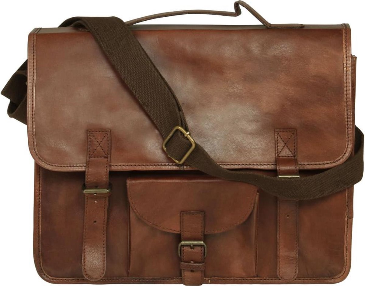 vidaXL Laptoptas echt leer bruin | bol