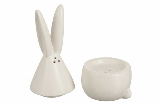 Peper & Zout set Haas / Paashaas keramiek 14 x 6,5 cm 2-delige Zout en ...