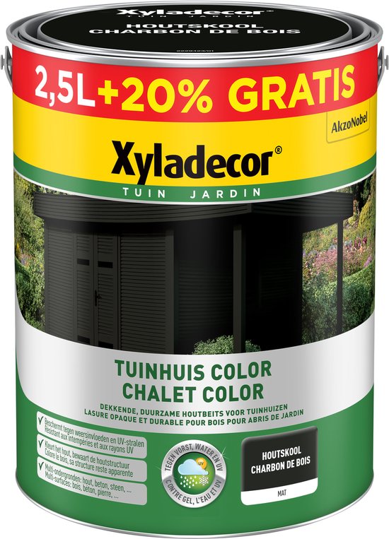 Xyladecor - Tuinhuis Color - Houtskool - 3 L | bol