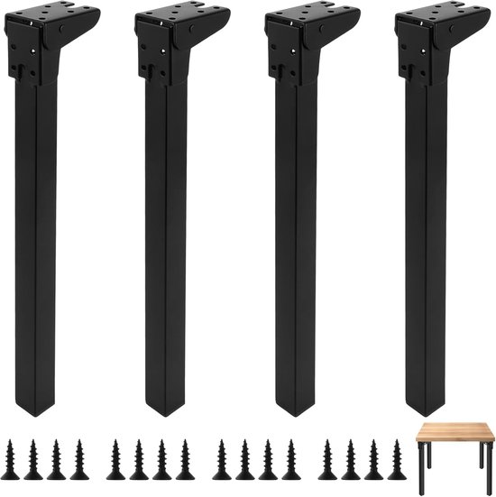 Pack of 4 Opvouwbare Tafelpoten - 40 cm - Zwarte Metalen Tafelpoten ...