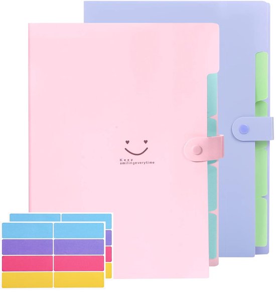 Uitbreidbare map, 2-pack map met compartimenten, A4-documentmap met ...