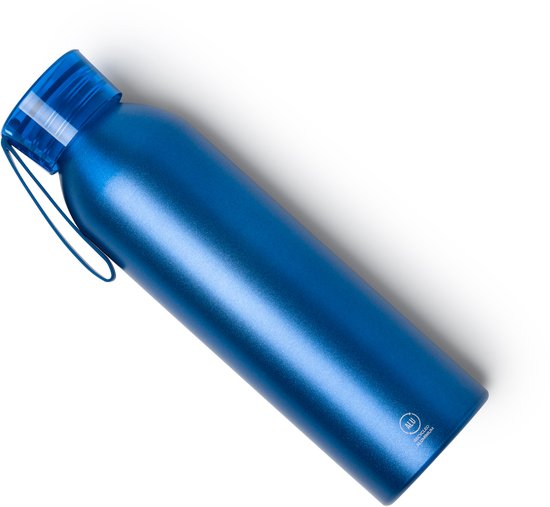 Blauwe Design Waterfles/drinkfles/sportfles - gerecycled aluminium ...