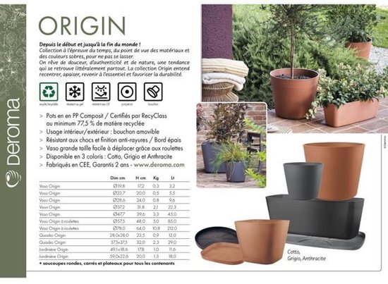 Schotel - DEROMA - Origin - 49,2 x h4,5 cm - Terracotta | bol