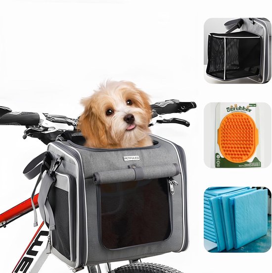 Hondenmand voor de fiets - uitbreidbare opvouwbare hondenfietsmand aan de voorkant met... | bol