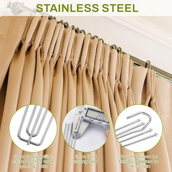 Gordijnhaken En Ringen - 20 Stuks - Plooihaken - 4 Poot - 7 Cm Lang ...