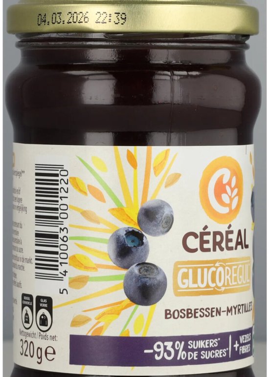 Céréal Jam Bosbessen - 6 x 320 gr - Voordeelverpakking | bol
