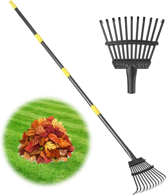 Small Rake for Leaves Heavy Duty 70 Inch Metal Garden Rake with 11 ...