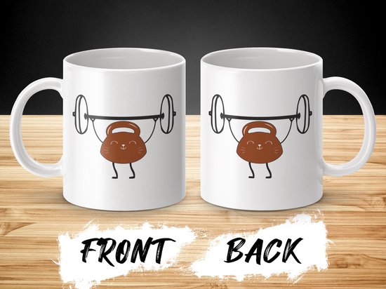 Leuke Kettlebell Kat Mug, Fitness Cadeau Idee, Gewichtheffen ...