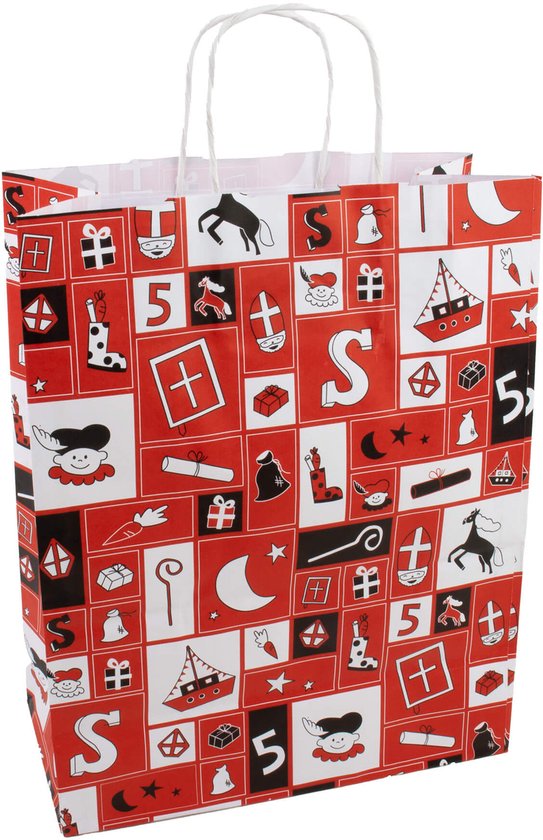50x Sinterklaas tasjes A4 - Piet en Pakjes - Rood | bol