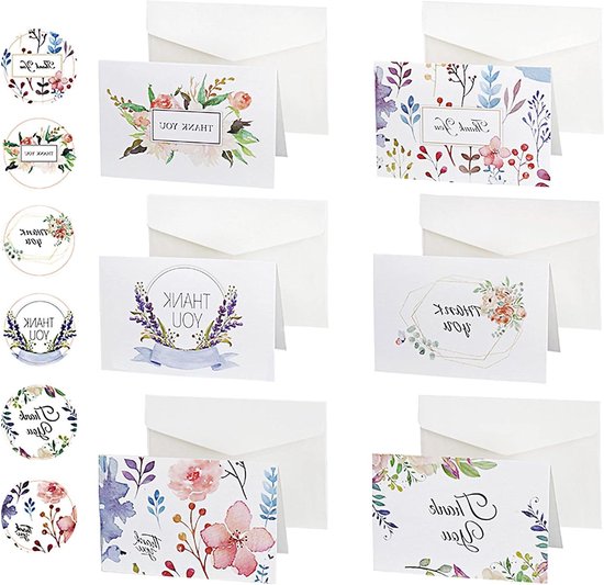 48 Stuks Bedankkaarten met Stickers en Enveloppen - Multiverpakking ...