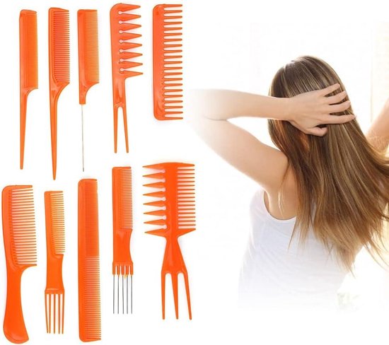 Allecto Plus - Haarkam 10 stuks Plastic Massage Anti-Statische Kam voor ...