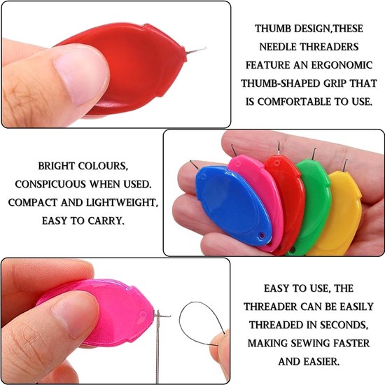 Pack of 30 Needle Threaders - Plastic Sewing Needles - Easy Embroidery Tools - Hand... | bol