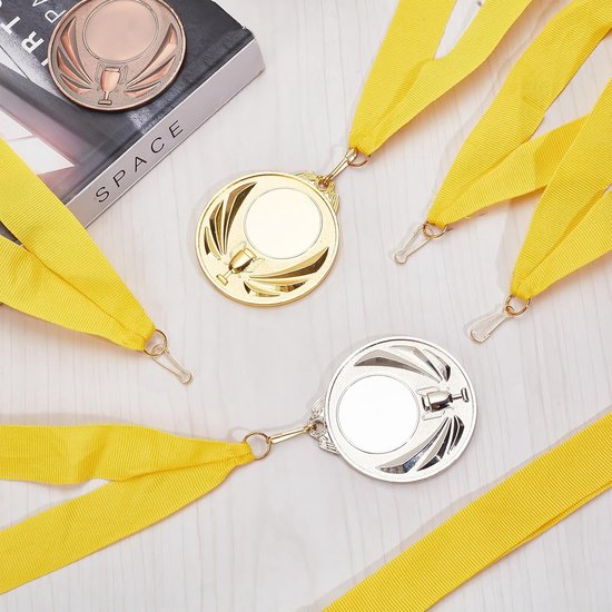 40 stuks gele award lanyards medaille bandjes nek linten polyester plat ...