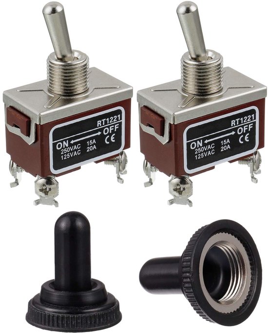 DPST Toggle Switch 125V/20A 250V/15A met Waterdichte Kap (2 stuks) | bol