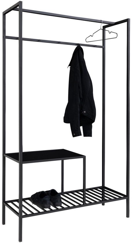 Garderobe – Minimalistische Open Kledingkast – Zwart – 101x38x170 cm ...